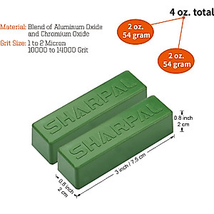SHARPAL 208H 106g / 4 Oz. Polishing Compound Fine Green Buffing Compound, Leather Strop Sharpening Stropping Compounds (2-Pack, Total 106g / 4 Oz.)