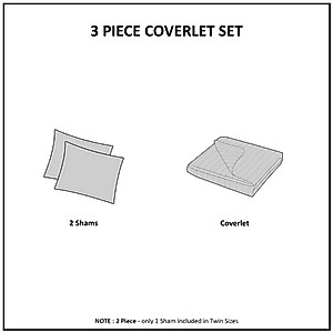 Madison Park Keaton Quilt Set-Casual Channel Stitching Design All Season, Lightweight Coverlet Bedspread Bedding, Shams, Twin/Twin XL(68"x90"), Stripe White, 2 Piece