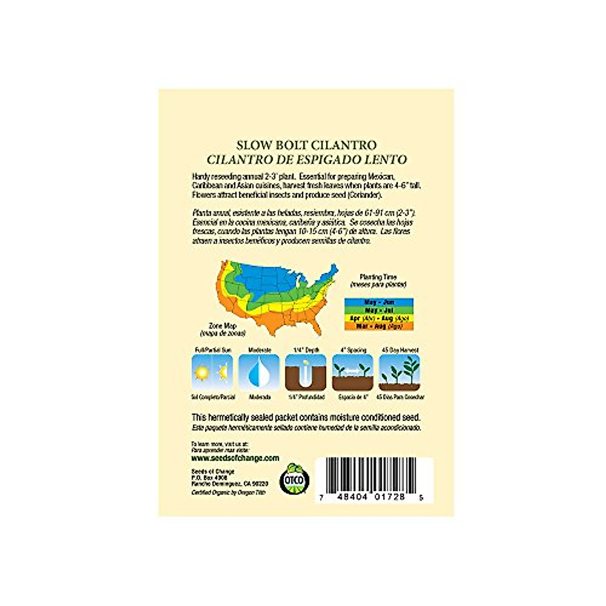 Seeds of Change 1728 Cilantro, Green