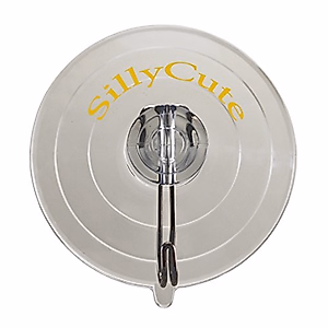 Super Heavy Duty Suction Cup Hook, Powerful Suction Lasts Years, Strong Hanger for Bathroom, Kitchen Accessories, Wreath, Bird Feeder, Christmas Lights and More, Clear, 3 1/4", 6-Pack by SillyCute