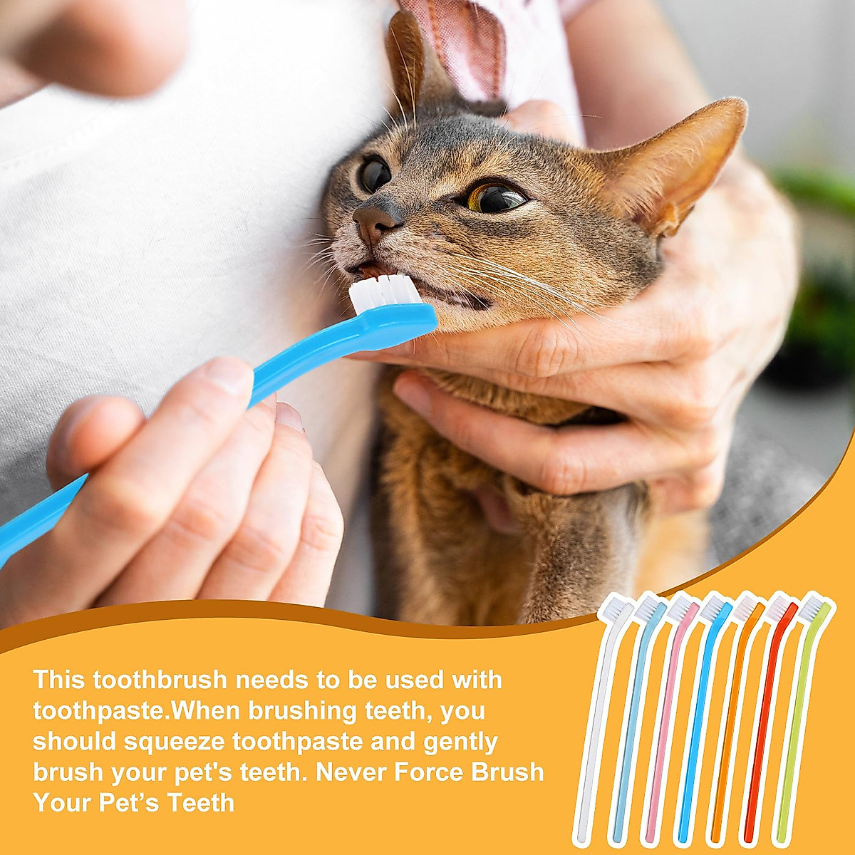 Tioncy 100 Pcs Dog Toothbrush Bulk from Large to Small Long Handle Dog Cat Pet Toothbrush with Soft Single Head Puppy Dog Tooth Brush Pet Cat Tooth Brush for Teeth Cleaning, 7 Colors