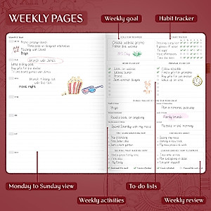 Legend Planner PRO Premium – Large Undated Weekly, Monthly & Budget Planner with Habit Tracker – Life Organizer for Time & Task Management, Goal Setting & Productivity – A4 size (Wine Red)