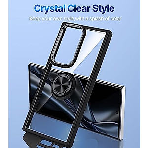 Silverback for Samsung Galaxy S22 Ultra Case Clear with Ring Stand, Shockproof Protective Slim Lightweight Phone Case for Galaxy S22 Ultra 5G 6.8 Inch, Black Clear