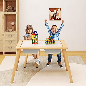 Beeneo Upgraded Sensory Table for Toddlers 1-3, Indoor Kids Toddler Sensory Table with 2 Storage Bins Writable Lids, Sensory Activity Table with Chairs, Play Sand Table for Boys and Girls