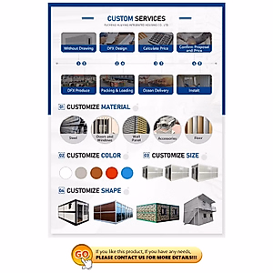 Portable Prefab Tiny Home Mini Foldable Container House Mobile Expandable House for Adults Living 20FT 30FT 40FT with Bath, Living, Kitchen, Balcony