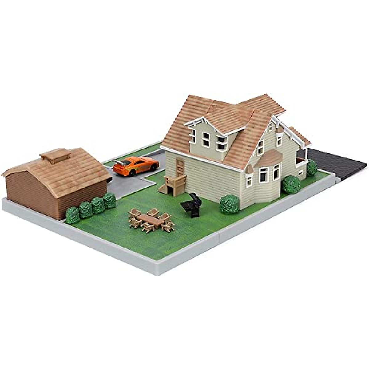 Jada Toys Fast & Furious Nano Hollywood Rides Dom Toretto's House Display Diorama with Two 1.65" Die-cast Cars, Toys for Kids and Adults (33668)