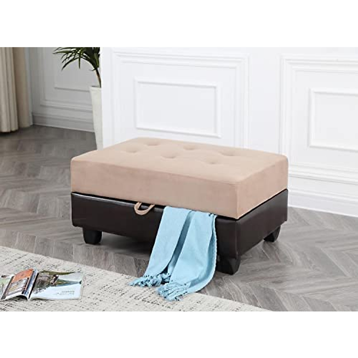 Glory Furniture Living Room Ottoman Mocha Suede/PU