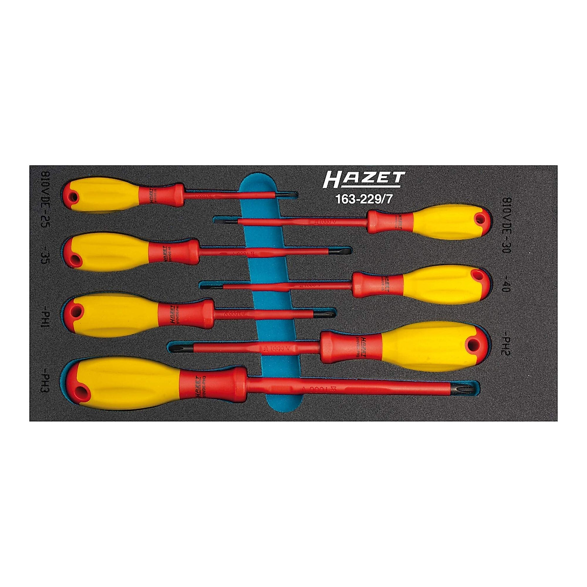 HAZET 163-229/7 Slot Cross Recess PH Profile VDE Screwdriver Set - Multi-Colour