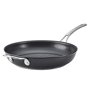 Anolon X SearTech Aluminum Nonstick Frying Pan with Helper Handle, 12-inch, Super Dark Gray