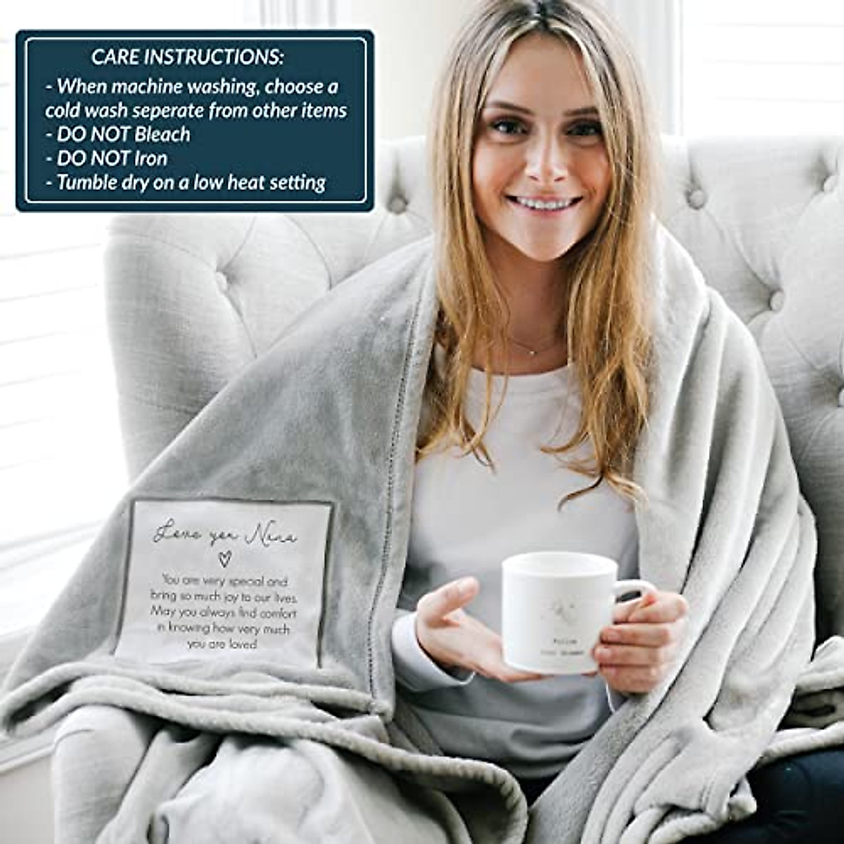 Pavilion - Love You Nana - 50" x 60" Royal Plush Neutral Colored Couch Bed Throw Blanket Grandma Granny Grammy Gran Gammie Grandmother Grandparent's Day Gift