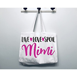 COCOVICI Mimi Tote Bag | Live Love Spoil | Grandma Gifts | Mimi Gifts | Mimi Christmas Gift | Christmas Gift from Grandkids (Live Love Spoil Mimi Pink/Black)