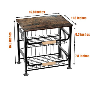 NiuYichee 3-layer kitchen fruit storage basket snack rack, countertop storage rack, stackable storage rack with desktop, pull-out hollow metal storage basket with handle, kitchen organizers & storage