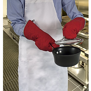 Nouvelle Legende Flame Retardant Kitchen and BBQ Heavy Duty Burn Protection Quilted Mitt, 17 Inches, Red, 2-Pack