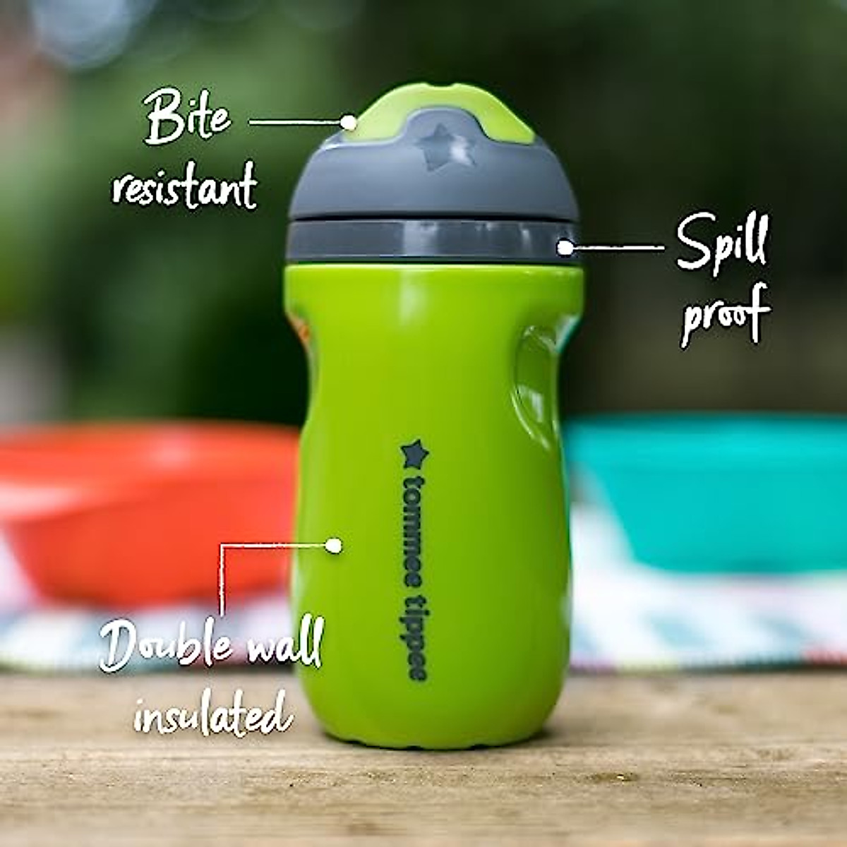 Tommee Tippee Insulated Sippee Cup, Water Bottle for Toddlers, Spill-Proof, BPA Free, 9oz, 12m+, Pack of 2, Green and Teal