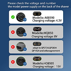 4.3V Philips Norelco One Blade Charger Power Cord, Power Supply Adapter for Norelco OneBlade QP2520, QP2520 / 90, QP2520 / 70, QP2520 / 72 Hybrid Electric Trimmer and Shaver(Fits QP2520 Only)