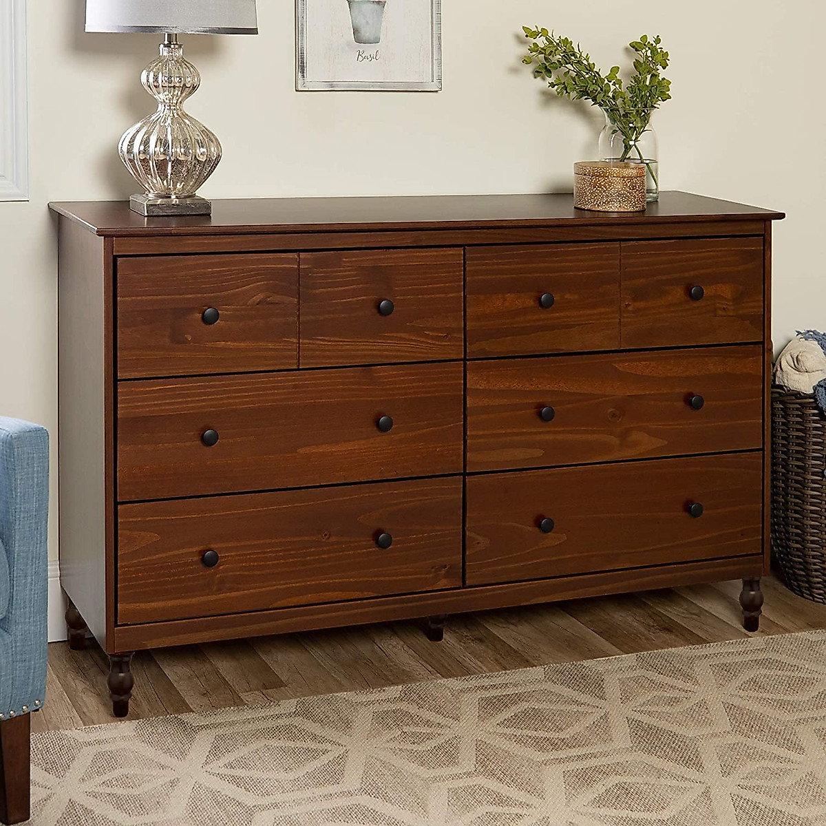 Maricome 6 Inch Wood Sofa Legs Walnut Turned Round Bun Wooden Furniture Legs Set of 4