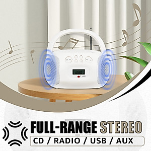 Retekess TR636 Boombox CD Player, CD Boombox AM FM Radio, Bluetooth, Remote Control, USB, AUX, LCD Display, AC or Battery Powered, Stereo System for Home