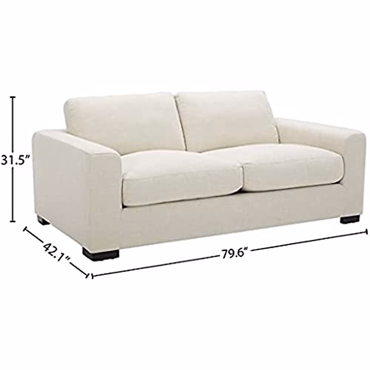 JFGJL Extra-Deep Down-Filled Loveseat Sofa Couch, 75.6" W, Cream