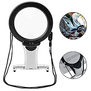 Reading Magnifier, Hands Free Neck Wear Handheld Large Lighted Magnifying Glass Desktop Magnifier with LED Light for Close Work, Reading, Sewing, Cross Stitch, Inspection, Repair, Crafts