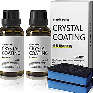 Plastic Parts Crystal Coating, Plastic Parts Crystal Coating for Car, Plastic Parts Refurbish Agent with Spong 30ML (2 Pcs)
