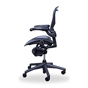 Aeron Herman Miller Office Chair Size B |10 Year Warranty | Fully Adjustable Arms| Tilt Limiter and Seat Angle Adjustment| Adjustable Lumbar Pad|Renewed| Free Footrest and Hardwood Rollerblade Wheels