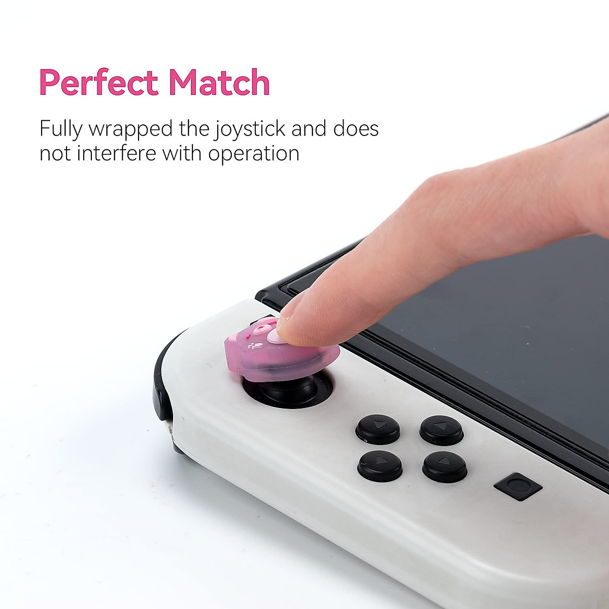 GeekShare Silicone Joycon Thumb Grip Caps, Joystick Cover Caps Compatible with Nintendo Switch/OLED/Switch Lite,4PCS - Jelly Bear