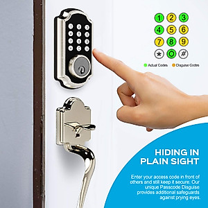 TURBOLOCK Digital Door Lock with Keypad, Front Door Handle Set with Digital Deadbolt & Door Handle, Fits Thicker Doors up to 2” – 3 Physical Keys, IP65, Easy Installation (TL116 + TL121) (Bronze)