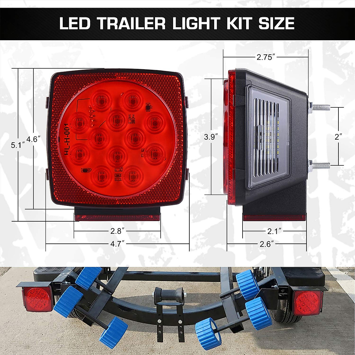 LINKITOM Submersible LED Trailer Light Kit, Super Bright Brake Stop Turn Tail License Lights for Camper Truck RV Boat Snowmobile Under 80" Inch