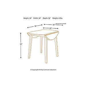 Signature Design by Ashley Hammis Round Dining Room Drop Leaf Table, Dark Brown