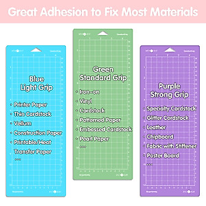 HTVRONT Light Grip Cutting Mat For Cricut Joy - 3 Pack 4.5X12inch Cutting Mat For Vinyl Thin Cardstock Crafts, Light Adhesive Sticky Quilting Mats Replacement Accessories for Cricut Machine, Blue