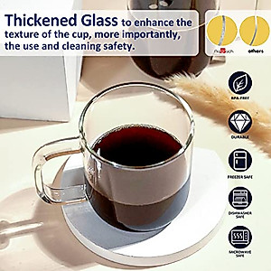 Aquach Glass Mugs 16 oz Set of 2, Large Clear Glass Cup with Handle for Hot/Cold Coffee Tea Beverage, Thicker Quality