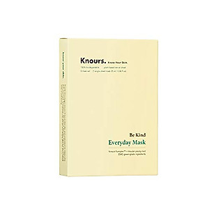 Knours Be Kind Everyday Mask (5ct) | 99% Natural Ingredients Hydrating + Soothing + Revitalizing + Relaxing Effect Facial Nourishing Sheet Mask (EWG Verified Clean Beauty)