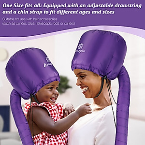 Bonnet Hood Hair Dryer Attachment - Soft, Adjustable Extra Large Bonnet Hair Dryer for Speeds Up Drying Time at Home, Easy to Use for Styling, Curling and Deep Conditioning (Purple)