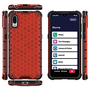Case for Jitterbug Smart3 Phone, Nakedcellphone [Honeycomb Hybrid Series] Dual-Layer Cover [Anti-Shock] for Jitterbug Smart 3 (2021) for Seniors (aka Lively Smart) - Vibrant Ruby Red