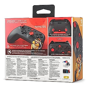 PowerA Wireless Nintendo Switch Controller - King Bowser, AA Battery Powered (Battery Included), Nintendo Switch Pro Controller, Mappable Gaming Buttons, Officially Licensed by Nintendo