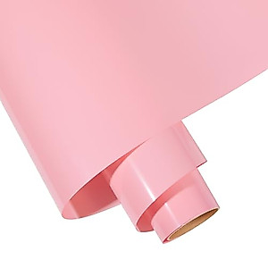 Gatichetta Heat Transfer Vinyl Roll, Baby Pink Iron on HTV 12" x 6FT, Pastel Smooth PU HTV for T-Shirts, Fabris, DIY Designs, Compatiable with Heat Press Machines, Light Pink
