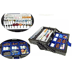 LINE10 Tools 500pc Rotary Tool Accessories Attachments Kit in Cantilever Storage Organizer Case Box Set