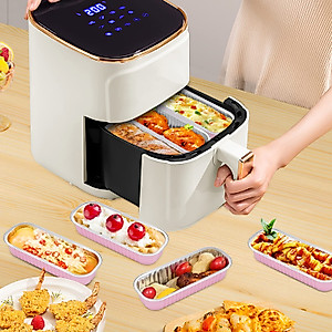 ylnurac 100Pack Pink Mini Cake Pans with Lids Mini Loaf Pans and Spoons and Stickers, 6.8Oz Aluminum Foil Pans Tins, Individual Dessert Cups Containers for Sales,Party,Picnic