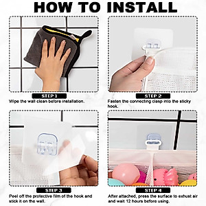 Austion Original Two Compartment Easy-access Mesh Bath Toy Organizer for Bath Tub with Large Openings Quick Drying Cute Toddler Bath Toy Storage Holder for Baby