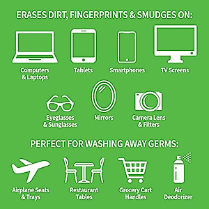 ForPro Erase Instant Glass & Screen Cleaner Kit, for TV Screens, Smartphones, Eyeglasses, Mirrors - Includes 3.3 Oz. Bottle and Microfiber Cleaning Cloth (Pack of 3)