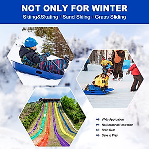 AGPTEK 35 Inch Durable Downhill Sprinter Toboggan Snow Sled for Boys Girls Adults with Built-in Handles and Pulling Rope