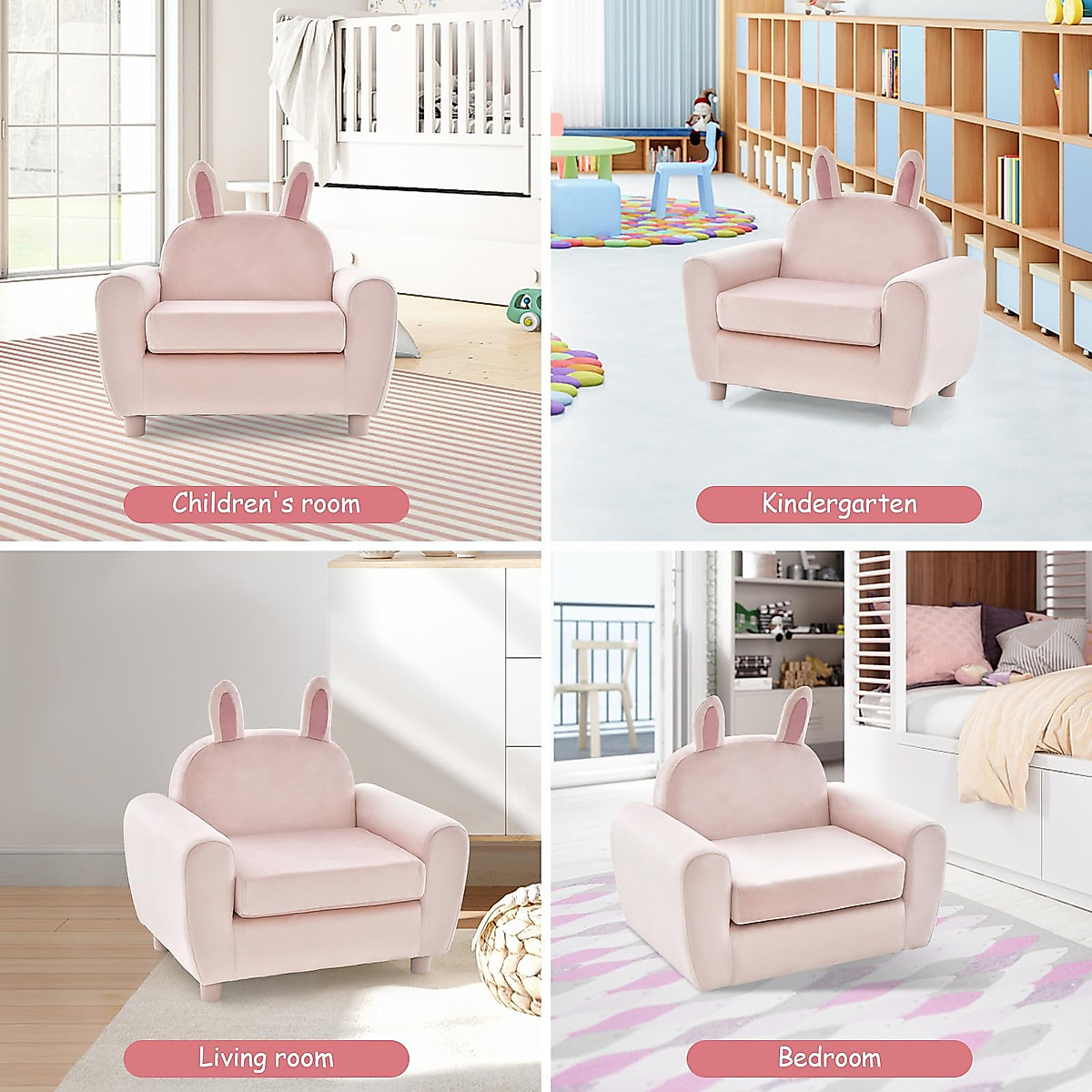 INFANS Kids Sofa, Children Armrest Chair with Sturdy Wood Construction and Dutch Velvet, Upholstered Toddler Armrest Couch Furniture for Nursery Kindergarten Playroom Preschool, Gift for Boys Girls