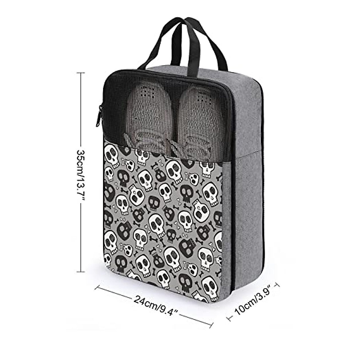 Frcavbin Skulls And Bones Halloween Travel Shoe Bag Shoes Carrier with Handle and Zipper Foldable Shoe Puches Organizer for Home storage School starts