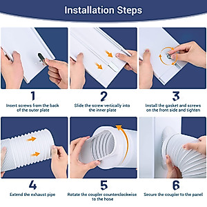 BROSYDA Portable Air Conditioner Window Vent Kit, Upgraded Seamless Portable AC Vent Kit with 5.1" Diameter of Exhaust Hose & Universal Coupler, Adjustable Window Seal Kit for Sliding Window