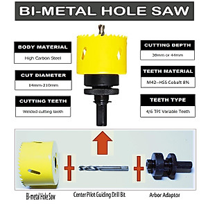 Bi-Metal Hole Saw 1-3/16 in.(30mm) Hole Saw Cutter with Arbor and Pilot Center Drill Bit