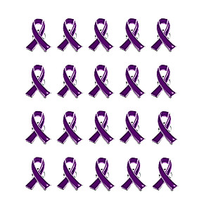Purple Ribbon Awareness Pin 20 Pcs Domestic Violence Epilepsy Awareness Brooch Enamel Lapel Pins Hope Pins