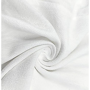 BIRW Size L White Womens Linen Pants with Pockets High Waist Comfy White Gauze Pants for Women Casual Summer Lightweight Loose Embroider Oceanside Trousers Tapered Ninth Pants