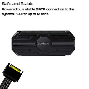 upHere 10-Port 6PIN SATA RGB Hub with 21-Key Remote Control/Splitter for 6-Pin Case Fans in Black-MBX10