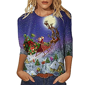 Summer Clothes for Women 2023 2023 Summer Sudadera estampada Mujer Sí Soy frío Camisa con Estampado de letras 3/4 Sudaderas navideñas Manga Larga jerseyT1-GreenSmall