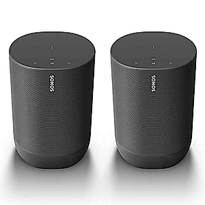 Sonos Move - Battery-Powered Smart Wi-Fi and Bluetooth Speaker with Alexa Built-in - Black (2-Pack)